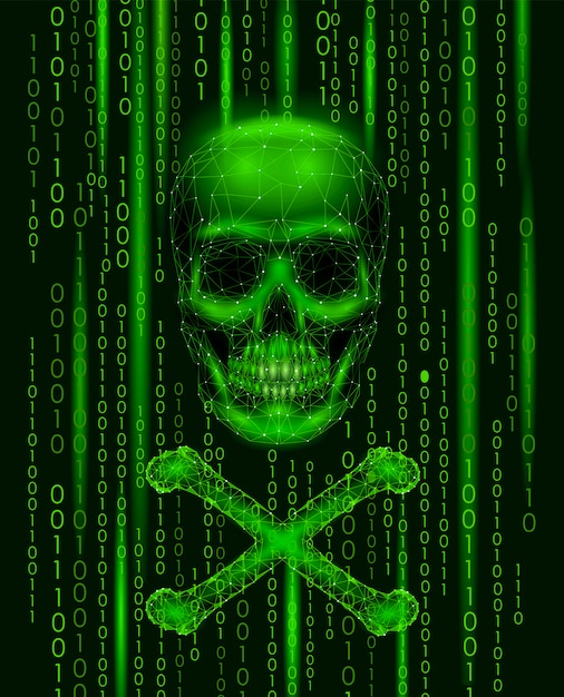 Premium Vector Jolly Roger Skull Binary Code Numbers Hacker Piracy Computer Online
