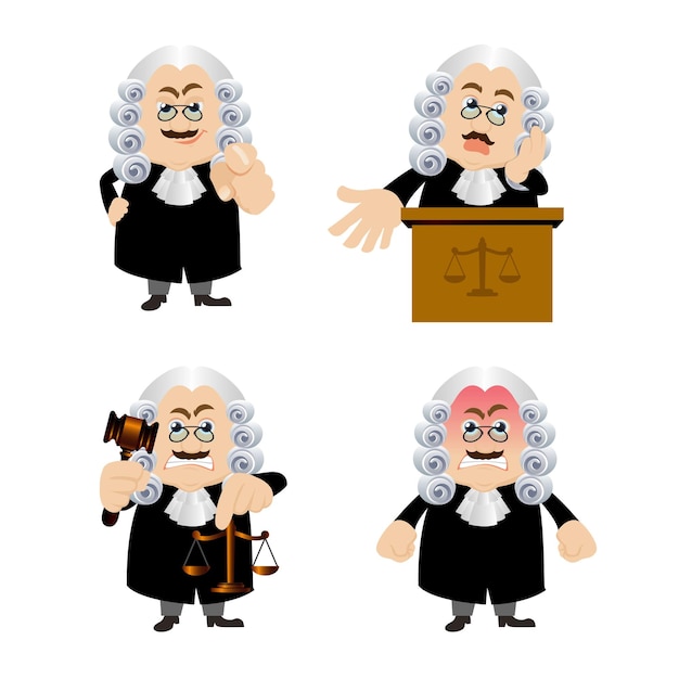 Premium Vector | Judge with different poses Premium Vector | Judge with different poses