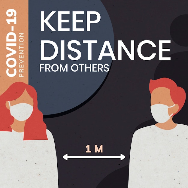 Free Vector | Keep distance from others covid-19 prevention message ... Free Vector | Keep distance from others covid-19 prevention message ...