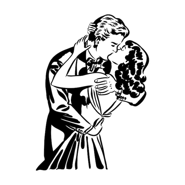 Premium Vector Kissing Couple Pop Art Retro Vector Illustrationcomic