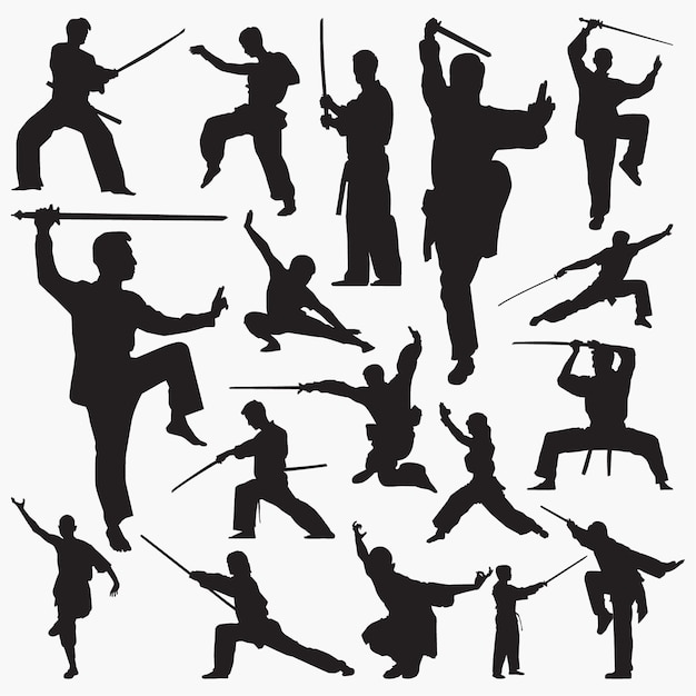 Premium Vector | Kung fu silhouettes Premium Vector | Kung fu silhouettes