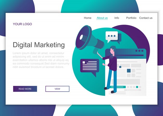Premium Vector | Landing page template of digital marketing Premium Vector | Landing page template of digital marketing