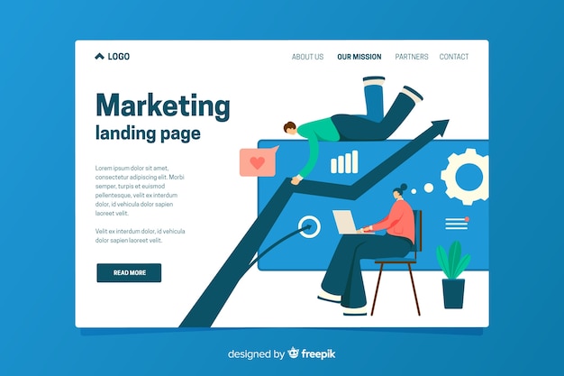 Free Vector | Landing page template of marketing Free Vector | Landing page template of marketing