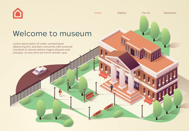 Premium Vector | Landing page web template welcome to museum Premium Vector | Landing page web template welcome to museum