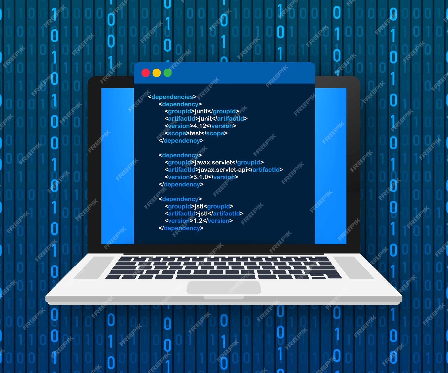 Premium Vector Laptop Coding Concept Web Developer Programming Laptop Screen Code