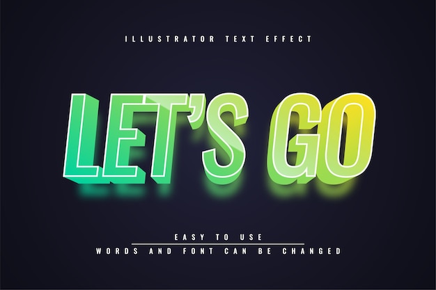 Premium Vector | Let's go - editable text effect Premium Vector | Let's go - editable text effect