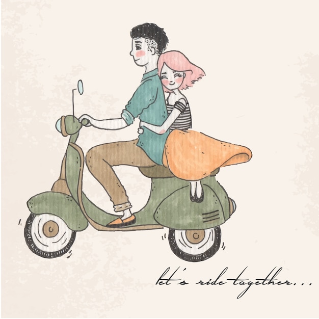 Premium Vector | Let's ride together illustration Premium Vector | Let's ride together illustration