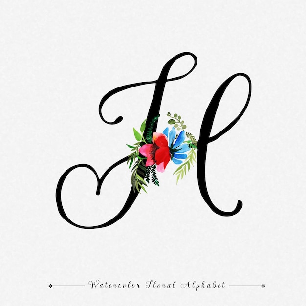 Premium Vector Letter H Watercolor Floral Background