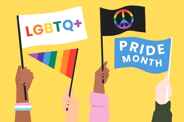 Lgbtqプライド月フラグベクトル 無料のベクター
