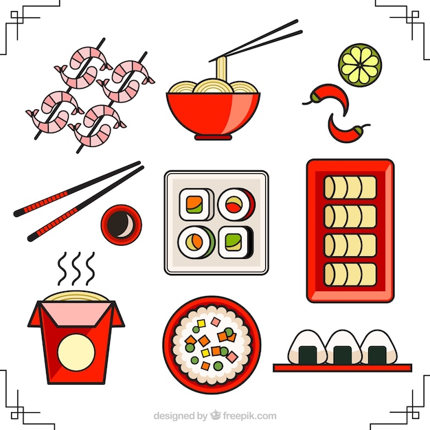 Premium Vector | Lineal asian food collection Premium Vector | Lineal asian food collection