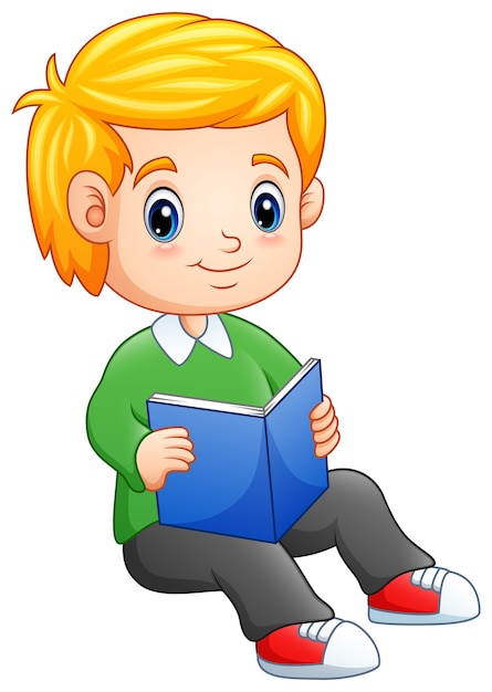 Premium Vector | Little boy reading a book Premium Vector | Little boy reading a book