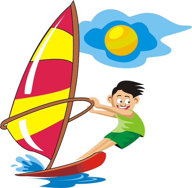 Premium Vector | Little kids play surfing Premium Vector | Little kids play surfing
