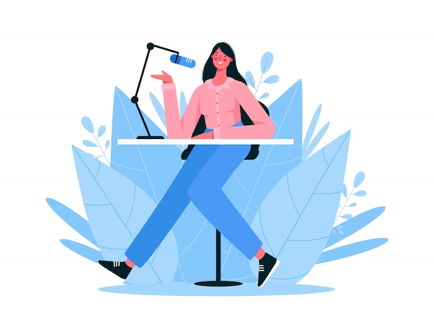 Premium Vector | Live streaming, broadcast, radio host flat vector ... Premium Vector | Live streaming, broadcast, radio host flat vector ...