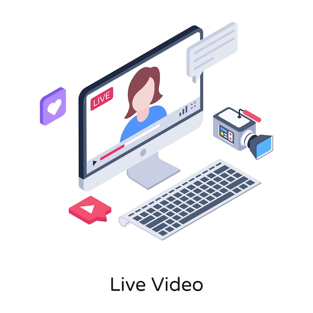 Premium Vector | Live video isometric vector is visually perfect Premium Vector | Live video isometric vector is visually perfect