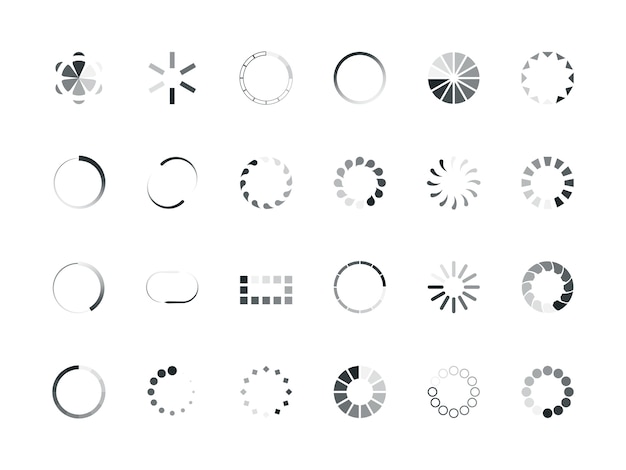 Premium Vector | Loading circles. user interface design objects buffering process upload percent ...