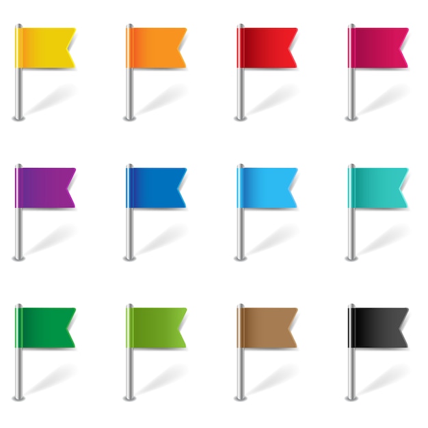 Premium Vector | Location pin flags set isolated Premium Vector | Location pin flags set isolated
