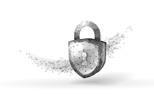 Premium Vector Lock Cyber Security Concept Protection Shield On
