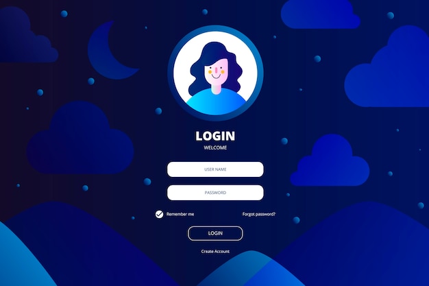 Premium Vector | Log in landing page with login box Premium Vector | Log in landing page with login box
