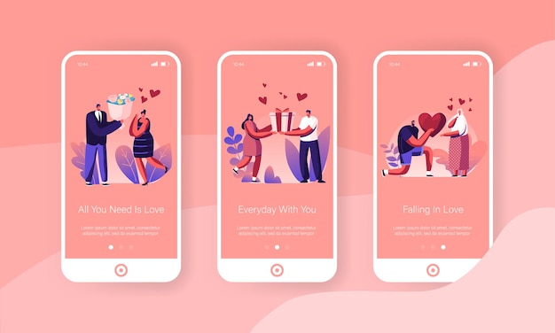 Premium Vector | Love mobile app page onboard screen set. Premium Vector | Love mobile app page onboard screen set.