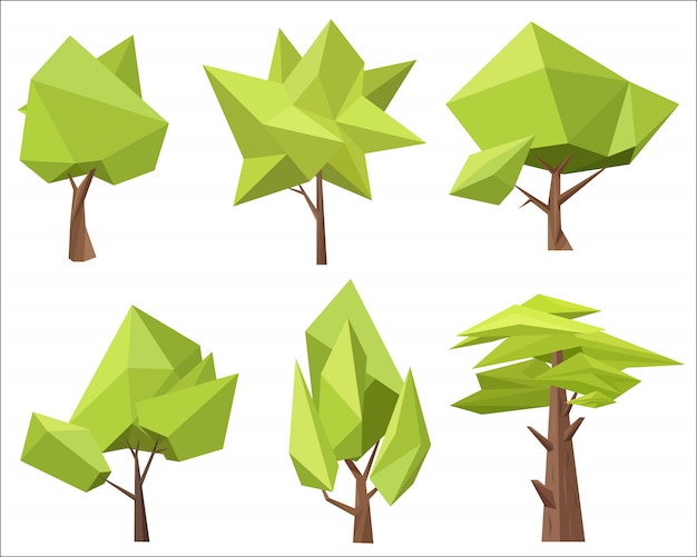 Premium Vector | Low poly polygon trees set Premium Vector | Low poly polygon trees set