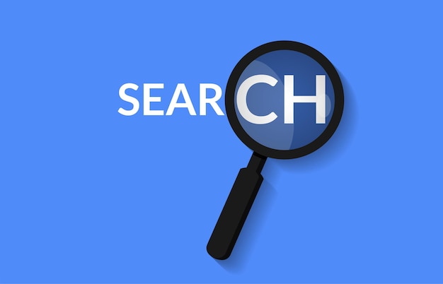 Premium Vector | Magnifier and search word concept Premium Vector | Magnifier and search word concept