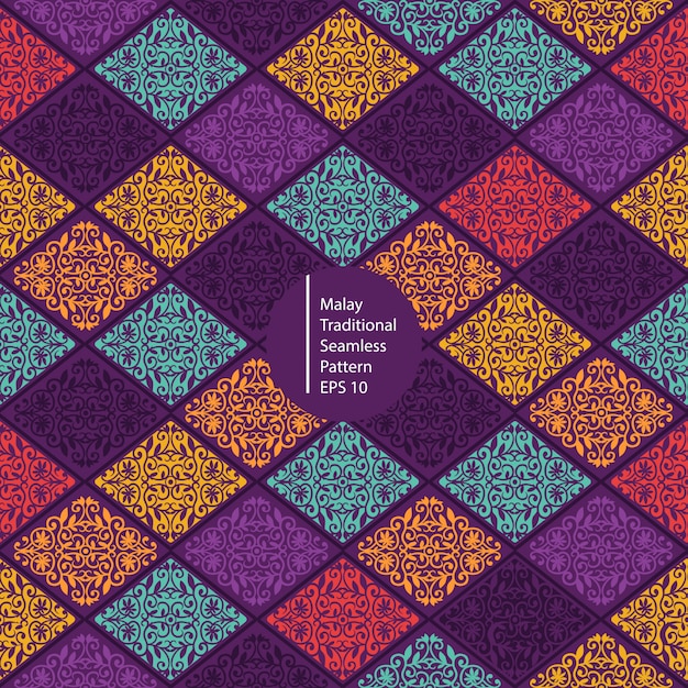 Premium Vector | Malay colorful traditional seamless pattern background Premium Vector | Malay colorful traditional seamless pattern background