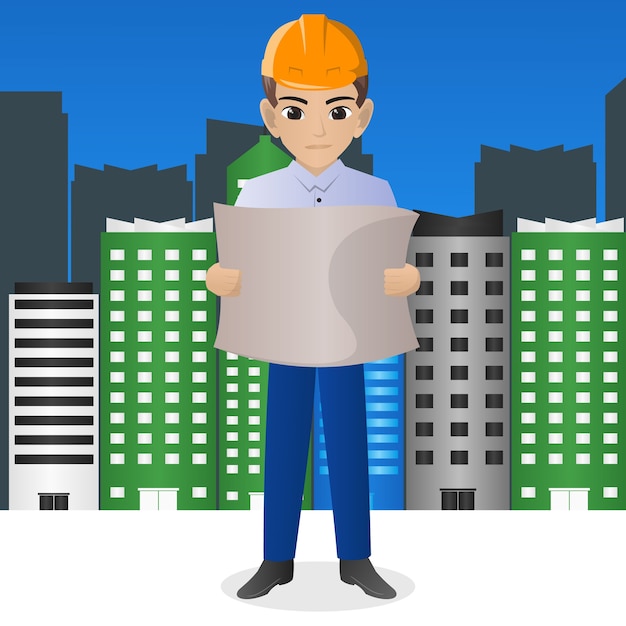 Imagen De Arquitecto Animado Conjunto De Iconos De Dibujos Animados