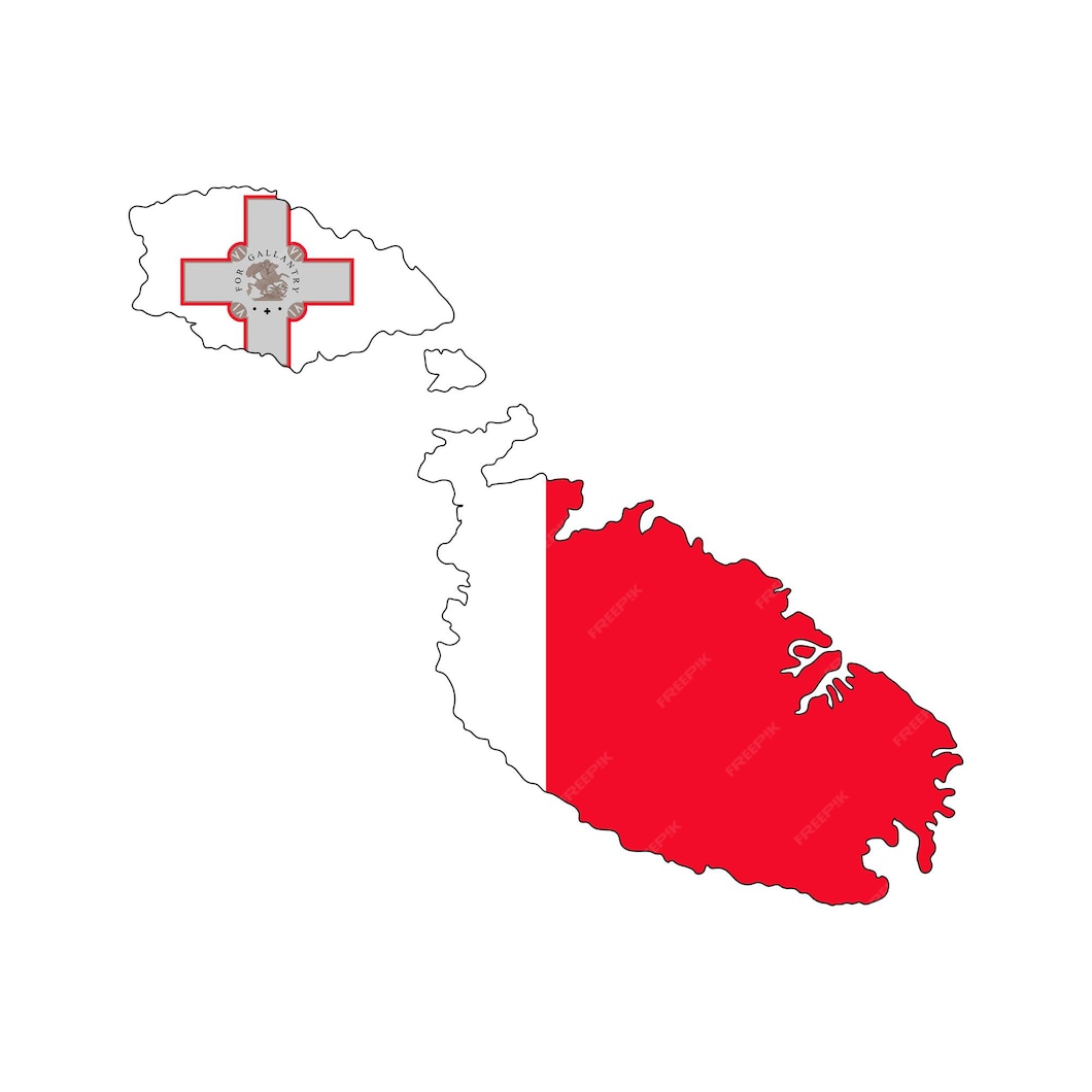 Premium Vector Malta Map Silhouette With Flag On White Background