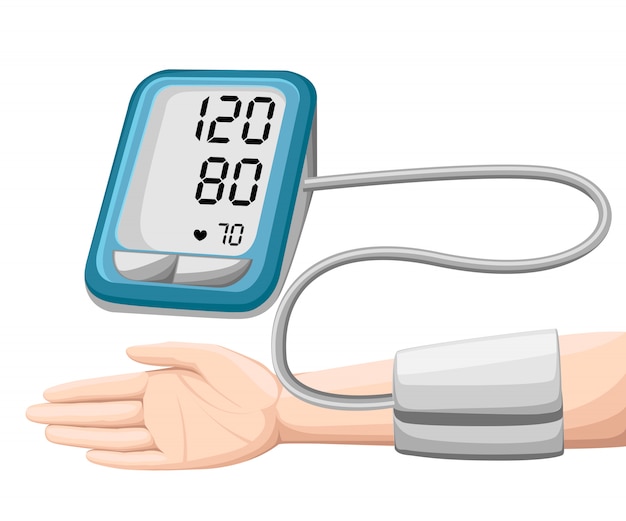 Premium Vector | Man checking arterial blood pressure. digital device ... Premium Vector | Man checking arterial blood pressure. digital device ...
