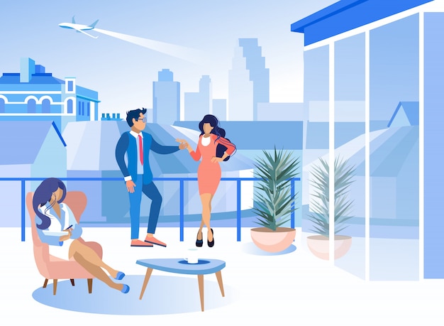 Premium Vector | Man communicates with woman in business suit. Premium Vector | Man communicates with woman in business suit.