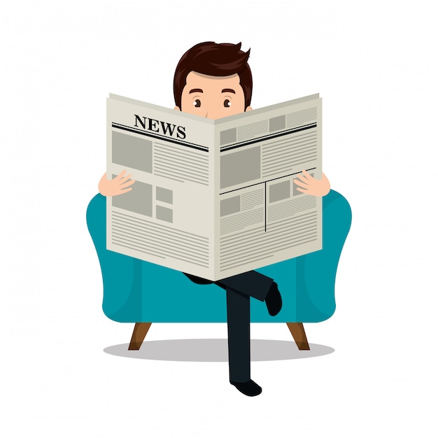 Premium Vector Man Reading Newspaper Icon