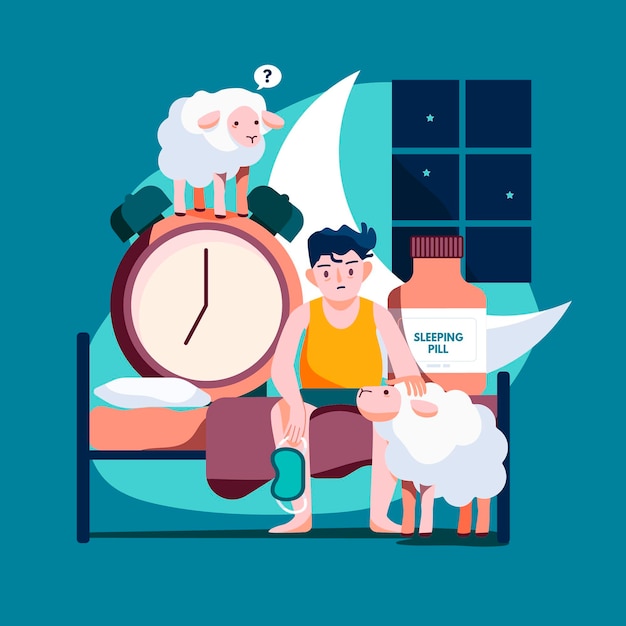 Free Vector | Man suffering of insomnia illustrated Free Vector | Man suffering of insomnia illustrated