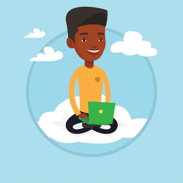 Premium Vector Man Using Cloud Computing Technology