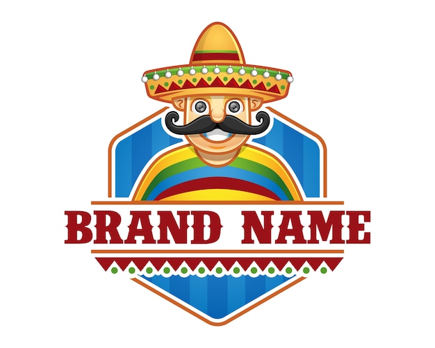Premium Vector | Man wearing sombrero restaurant logo Premium Vector | Man wearing sombrero restaurant logo