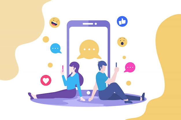 Man and woman chatting flat illustration Vector | Premium Download Man and woman chatting flat illustration Vector | Premium Download