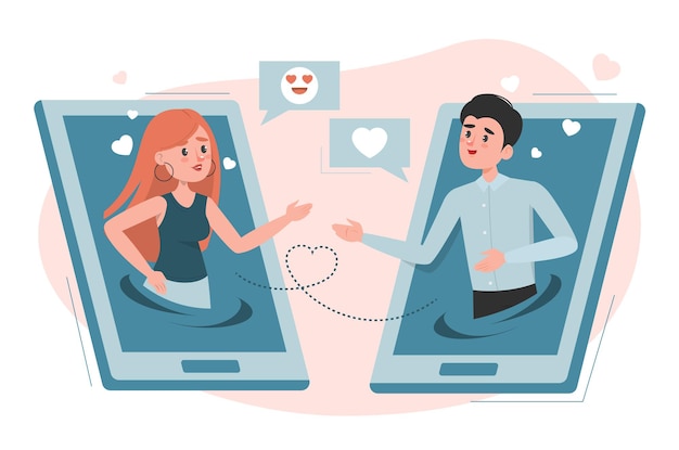 Premium Vector | Man and woman chatting online illustration Premium Vector | Man and woman chatting online illustration