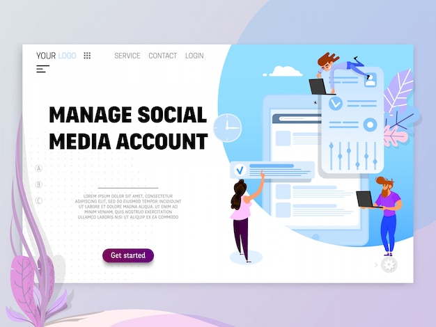 Premium Vector | Manage social media account Premium Vector | Manage social media account