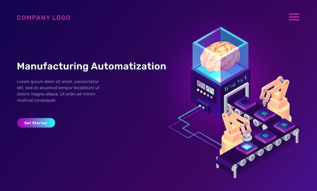 Manufacturing automation isometric concept Vector | Free Download Manufacturing automation isometric concept Vector | Free Download