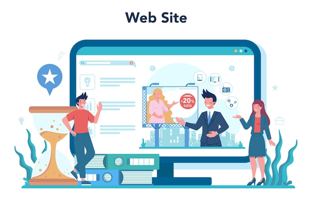 Premium Vector | Marketer online service or platform Premium Vector | Marketer online service or platform