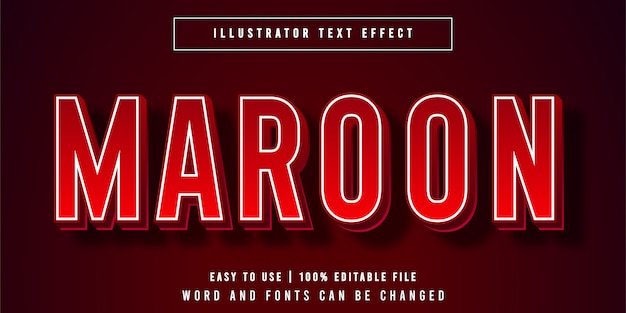 Premium Vector | Maroon editable text effect font styles Premium Vector | Maroon editable text effect font styles