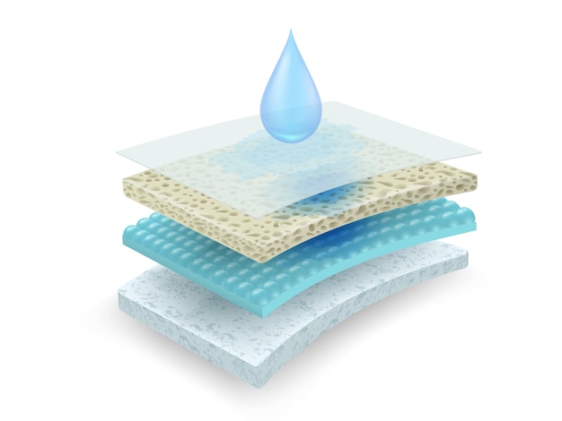 Premium Vector | The material absorbs water and moisture. through many ... Premium Vector | The material absorbs water and moisture. through many ...