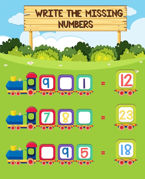 Premium Vector | A math number worksheet Premium Vector | A math number worksheet