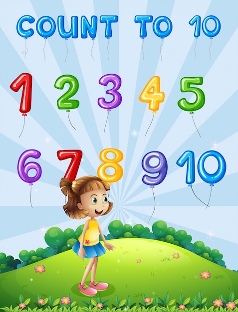 Premium Vector | Mathematics card count 1 to 10 Premium Vector | Mathematics card count 1 to 10