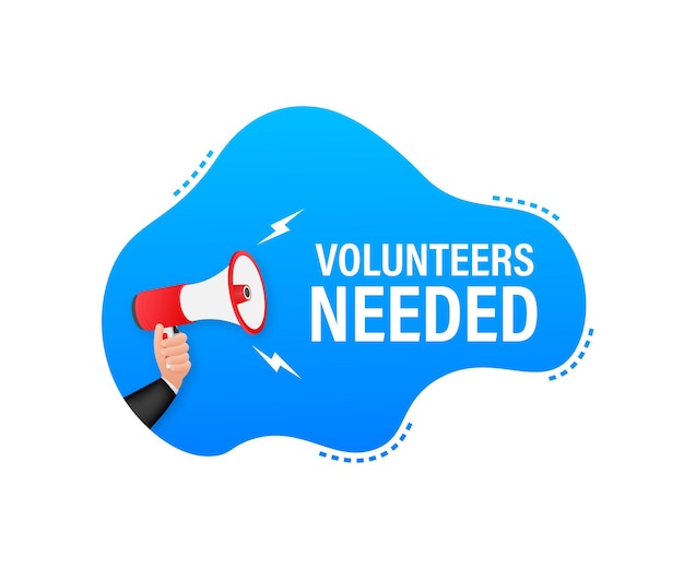 Premium Vector | Megaphone label with volunteers needed. megaphone banner Premium Vector | Megaphone label with volunteers needed. megaphone banner