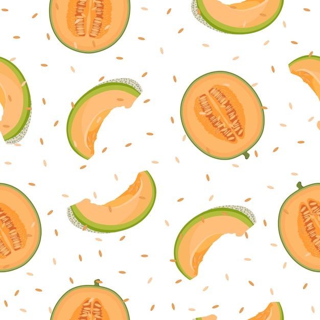 Premium Vector | Melon half seamless pattern Premium Vector | Melon half seamless pattern