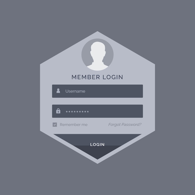 Premium Vector | Member login form ui template design in hexagonal shape Premium Vector | Member login form ui template design in hexagonal shape