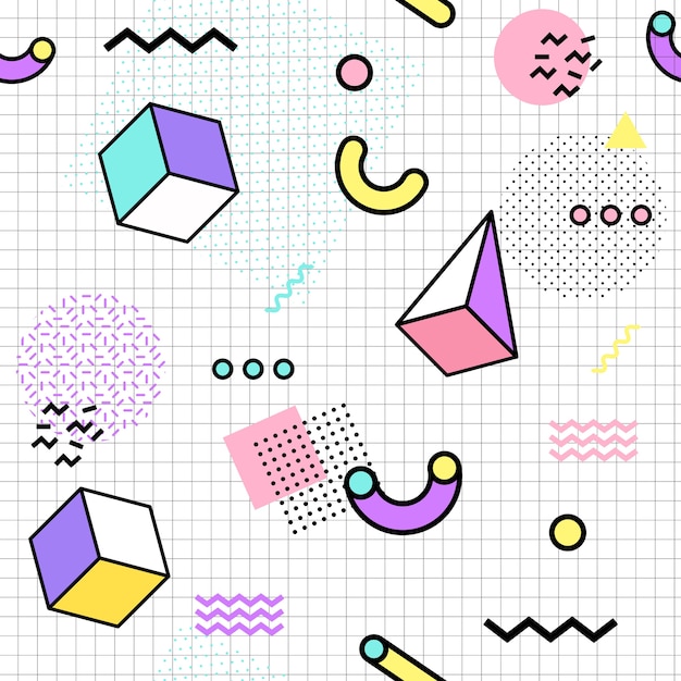 Premium Vector | Memphis seamless pattern colorful Premium Vector | Memphis seamless pattern colorful