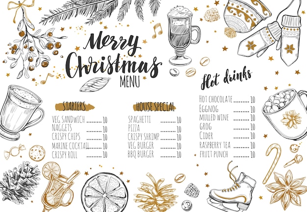 Premium Vector | Merry christmas festive winter menu template. Premium Vector | Merry christmas festive winter menu template.
