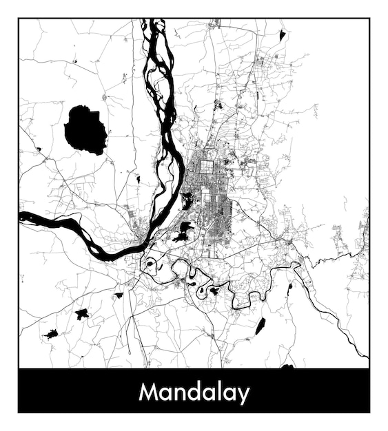 Premium Vector | Minimal city map of mandalay (myanmar, asia) Premium Vector | Minimal city map of mandalay (myanmar, asia)