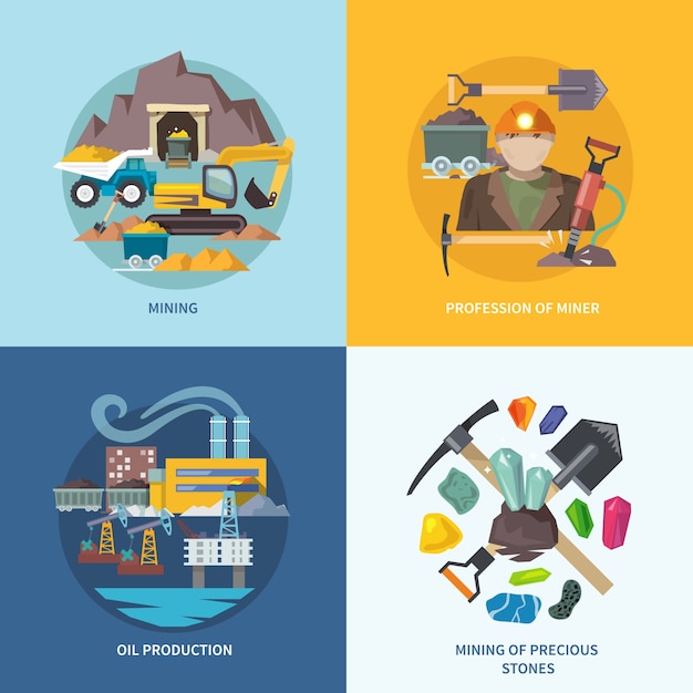 Free Vector | Mining flat set Free Vector | Mining flat set